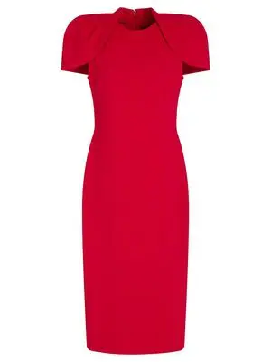 Badgley Mischka Cape-effect Stretch-crepe Midi Dress - Red