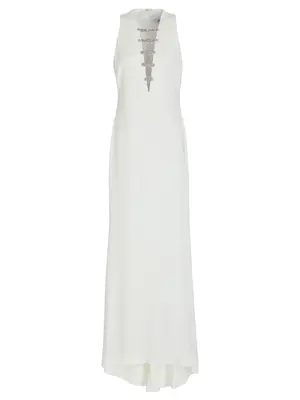 Badgley Mischka Embellished Stretch-crepe Gown - White