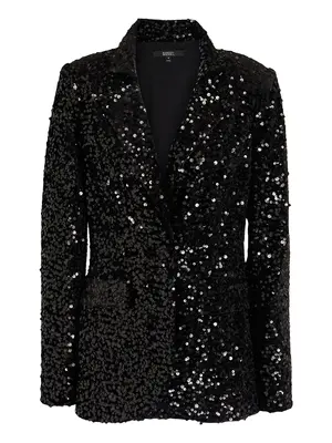 Badgley Mischka Sequined Velvet Blazer - Black