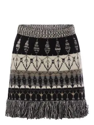 VANISÉ Wool And Cashmere Blend Jacquard Skirt