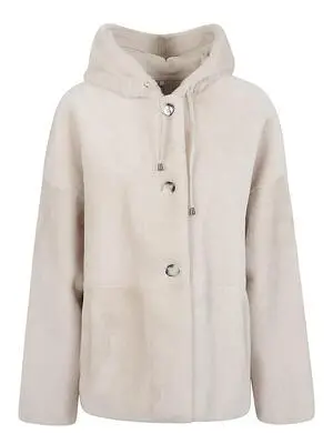 ENES Fur Hooded Jacket - White