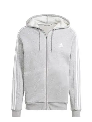 Adidas Essentials Fleece 3stripes Fullzip Hoodie - Medium Grey Heather