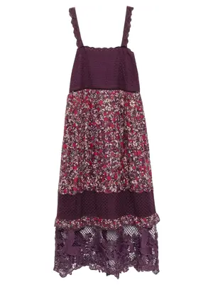 Farm Rio Chelsea Garden Embroidered Dress - Purple