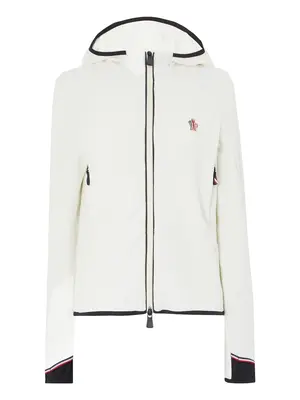 Moncler Appliquéd Hooded Fleece Jacket - White