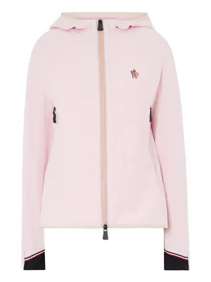Moncler Appliquéd Hooded Fleece Jacket - Pink