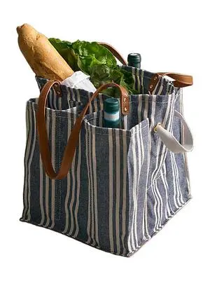 TERRAIN Striped Canvas Grocery Tote - Blue
