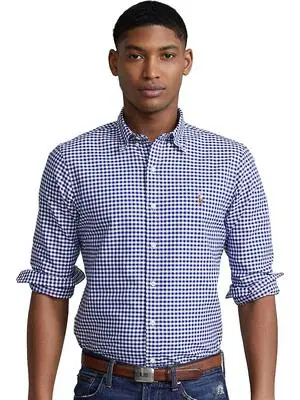 Ralph Lauren Slim Fit Gingham Oxford Shirt - Royal/white