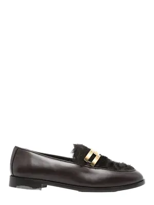 AQUAZZURA Shearling-trim Loafers - Brown