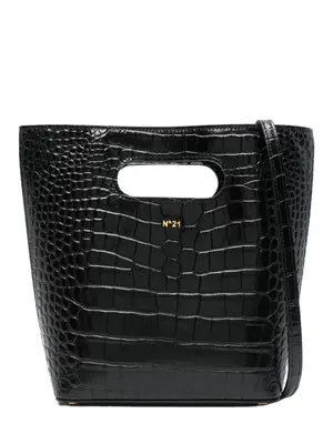 N°21 Crocodile-embossed Tote - Black