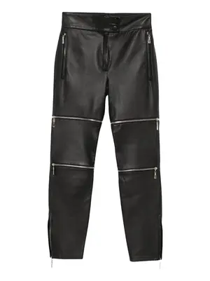 MITILIANE COUTURE Zip-detailed Leather Trousers - Black