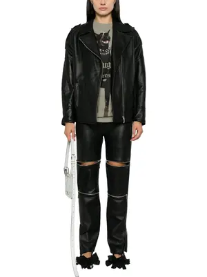 MITILIANE COUTURE Leather Biker Jacket - Black