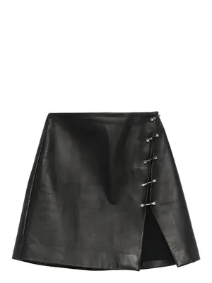 MITILIANE COUTURE Piercing-detail Leather A-line Skirt - Black