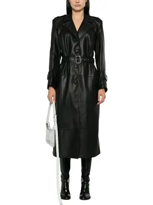 MITILIANE COUTURE Nappa Leather Trench Coat - Black