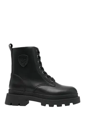 BLAUER. Faux Leather Combat Boots - Black
