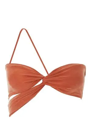 Jacquemus Espelho Cropped Bandeau Top - Red