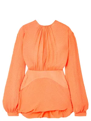 Stella McCartney Amanda Silk-seersucker Mini Dress - Orange
