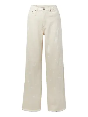 R13 R13 D'Arcy Paint-Splattered Wide-Leg Jeans Ecru