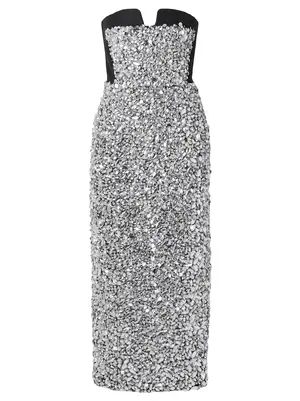 Carolina Herrera Strapless Embellished Faille Midi Dress - Black