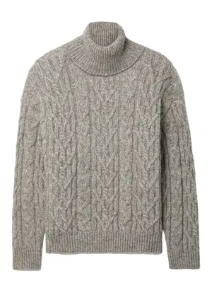 NILI LOTAN Annie Cable-knit Alpaca-blend Turtleneck Sweater - Gray