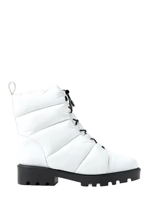 PORTE & PAIRE Quilted Shell Ankle Boots - White