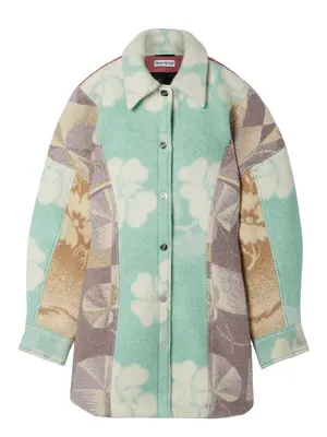 RAVE REVIEW Net Sustain Oversized Patchwork Felt Jacket - Blue