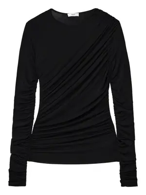AGOLDE Tania Draped Stretch-tencel™ Lyocell Jersey Top - Black