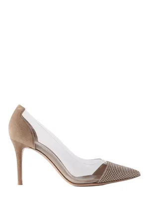 GIANVITO ROSSI 85 Crystal-embellished Pumps - Neutrals