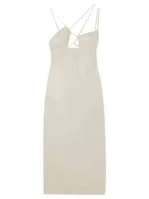NENSI DOJAKA Cutout Metallic Stretch-jersey Midi Dress - Neutrals