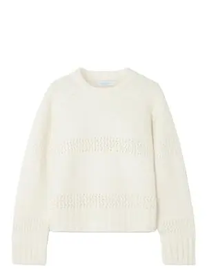 Calle Del Mar Pointelle-knit Cashmere And Silk-blend Sweater - Neutrals