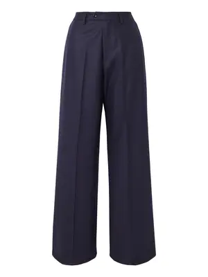 FORTELA Fortela Wool Wide Leg Trousers Navy