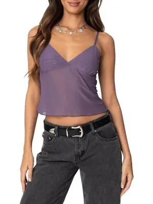 EDIKTED Serafina Sheer Mesh Camisole - Purple