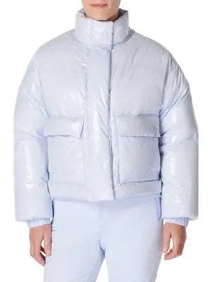 Sweaty Betty Shine Crop Puffer Jacket - Salt Blue