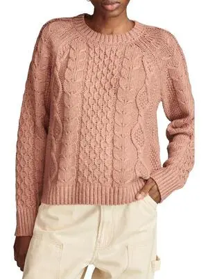Lucky Brand Lucky Brand Cable Stitch Crewneck Sweater Burlwood