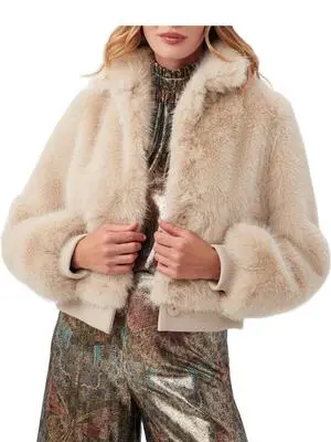 Trina Turk Trina Turk Morris Faux Fur Coat Natural