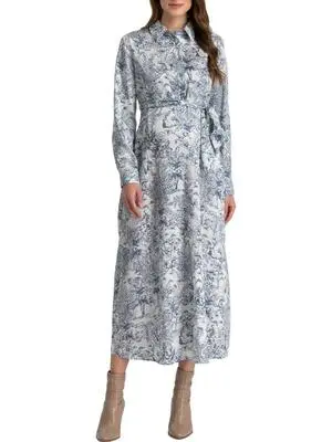PIETRO BRUNELLI Print Long Sleeve Dress - Dark Blue