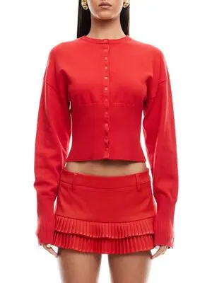 Lioness LIONESS Head In The Clouds Crewneck Cardigan Crimson