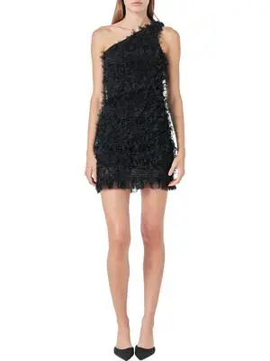 Endless Rose One-shoulder Fringe Mini Dress - Black