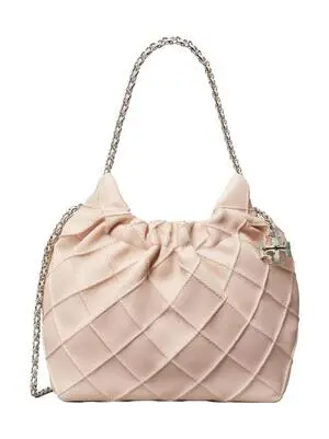 Tory Burch Tory Burch Mini Fleming Quilted Leather Hobo Bag Soft Pink