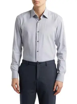 BOSS Hank Kent Performance Twill Dress Shirt Medium Grey