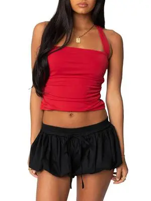 EDIKTED Nyrah Stretch Crop Halter Top - Red