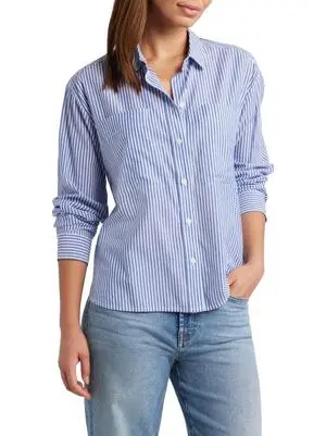 BEACHLUNCHLOUNGE Beachlunchlounge Everlynn Cotton-Blend Shirt Dell Blue