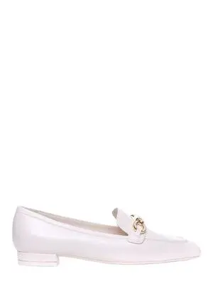 STUART WEITZMAN Signature Square Leather Loafers - White