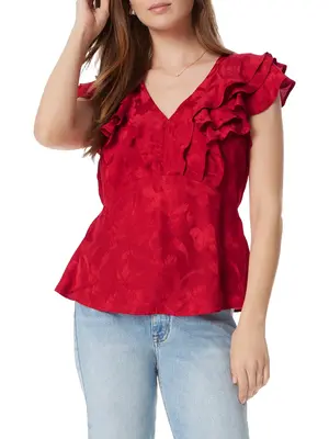 Sam Edelman Sam Edelman Maila Ruffle Top Rhythmic Red