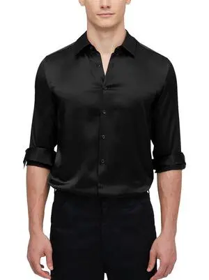 Lilysilk Mulberry Silk Basic Mens Shirt Black