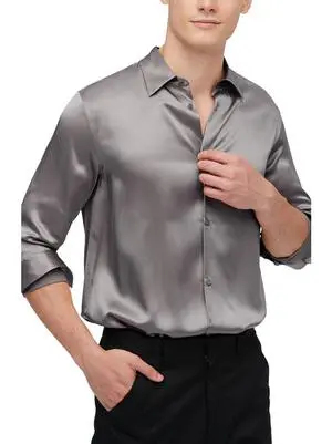 Lilysilk Mulberry Silk Basic Shirt - Dark Gray
