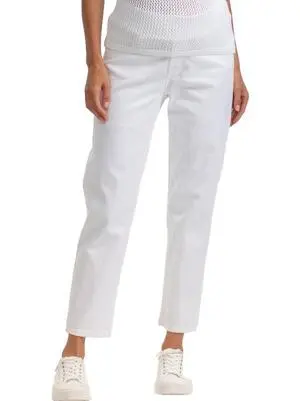 PIETRO BRUNELLI Ankle Straight Leg Mom Jeans - White