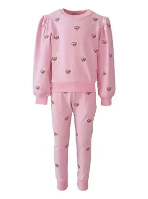 LOLA + THE BOYS Embroidered Heart All Over Set - Pink