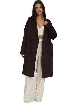 BELLE & BLOOM Double Breasted Wool Blend Coat - Chocolate