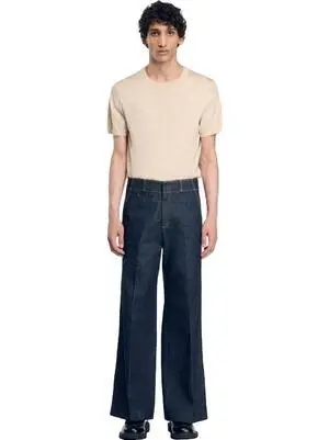 Sandro Wide-leg Flared Jeans - Raw-denim