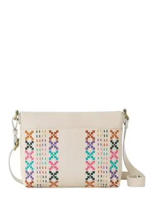 THE SAK Melrose Leather Crossbody Bag Stone Multi Needlepoint